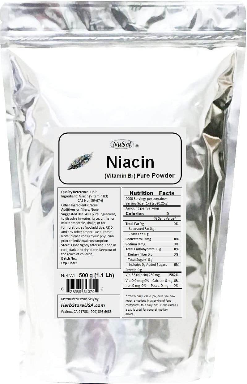 Amazon.com: Nutricost Niacin Vitamin B3 Powder 250 Grams - 1G Per ...