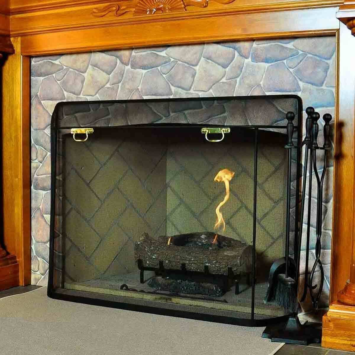 Traditional Fireplace Screen Kingson 37.8x30.7 In Flat Fireplace