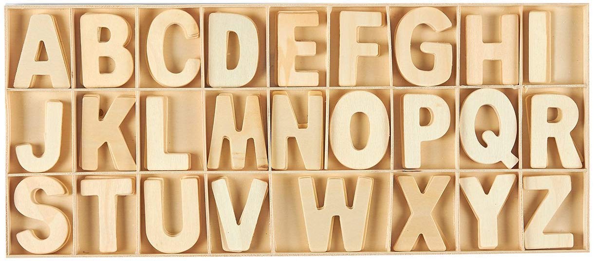 Buy GOLD LEAF 104 -Piece Wooden Craft Letters with Storage Tray Set ...