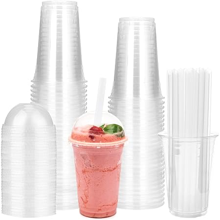 Amazon.com: [50 Pack] 20 oz BPA Free Clear Plastic Cup With Dome Lid ...