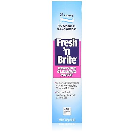 Amazon.com : Fresh 'n Brite Denture Cleaning Paste Denture Brush 3.8oz ...
