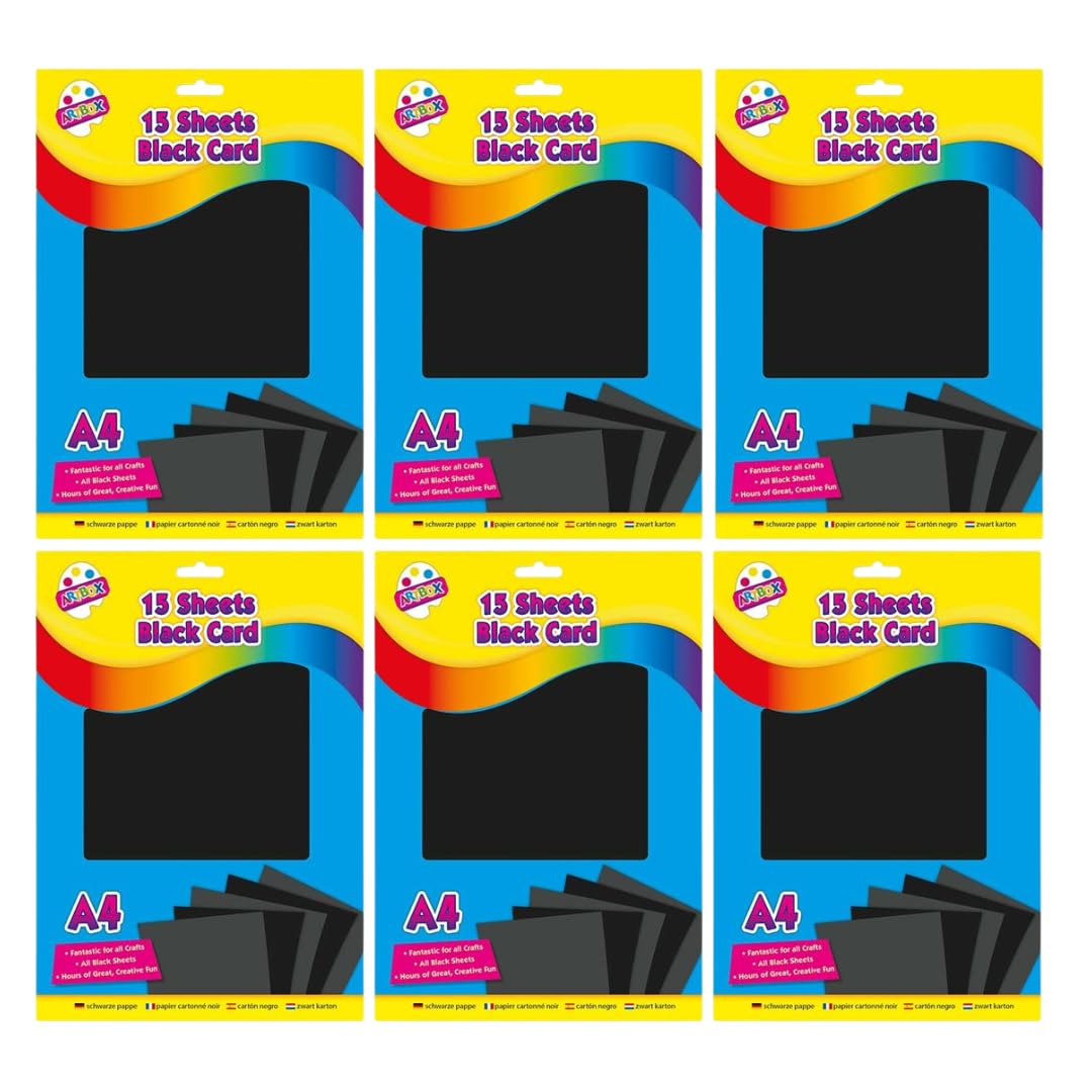 Artbox 6 Pack of A4 Black Card 15 Sheets Each – Total 90 Sheets ...