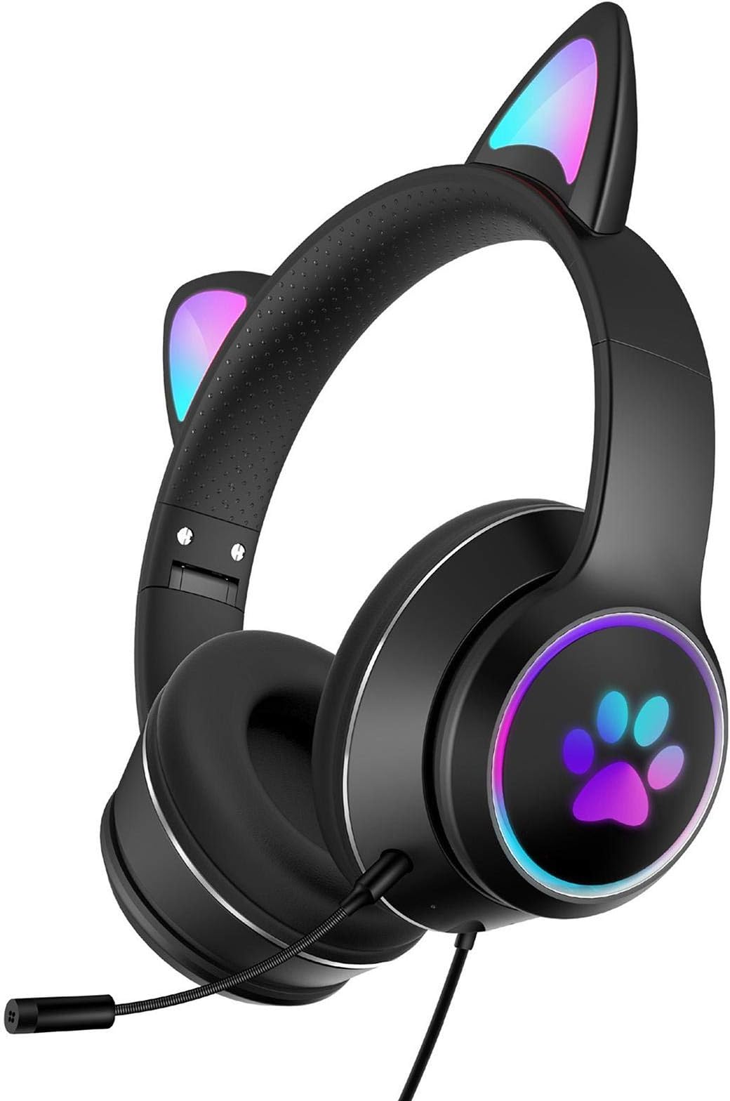 Amazon.com: LVOERTUIG Cat Ear Headphones,Foldable and Stretchable ...