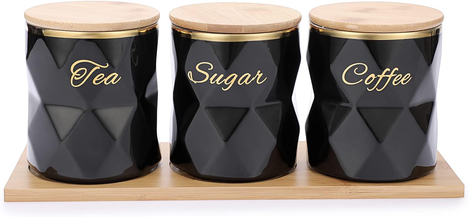 Amazon.com: MegaChef Essential Kitchen Storage 3 Piece Sugar, Coffee ...