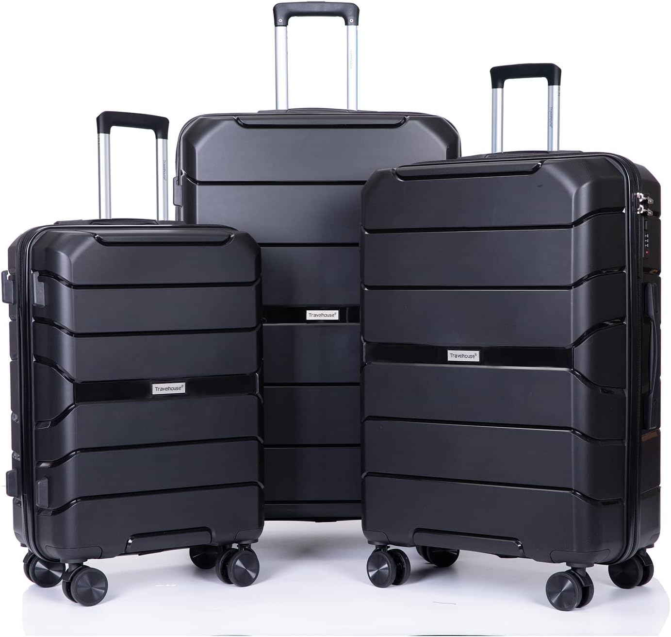 Amazon.com | HomJoones 3 Piece Trolley Case Set, Durable Luggage Set ...