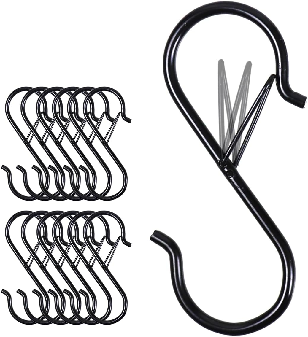 Amazon.com: Larmstom 3.5" S-Hooks with Safety Clasps, Rustproof Coated ...