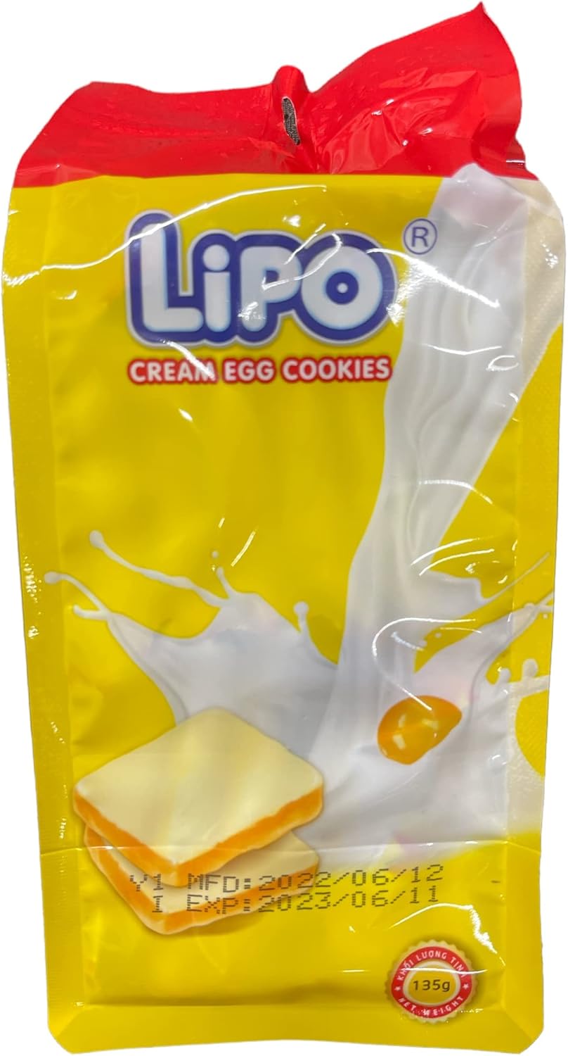 Amazon.co.jp: クリームエッグクッキー（ミルク風味)135g 2袋・LIPO CREAM EGG COOKIES WITH ...