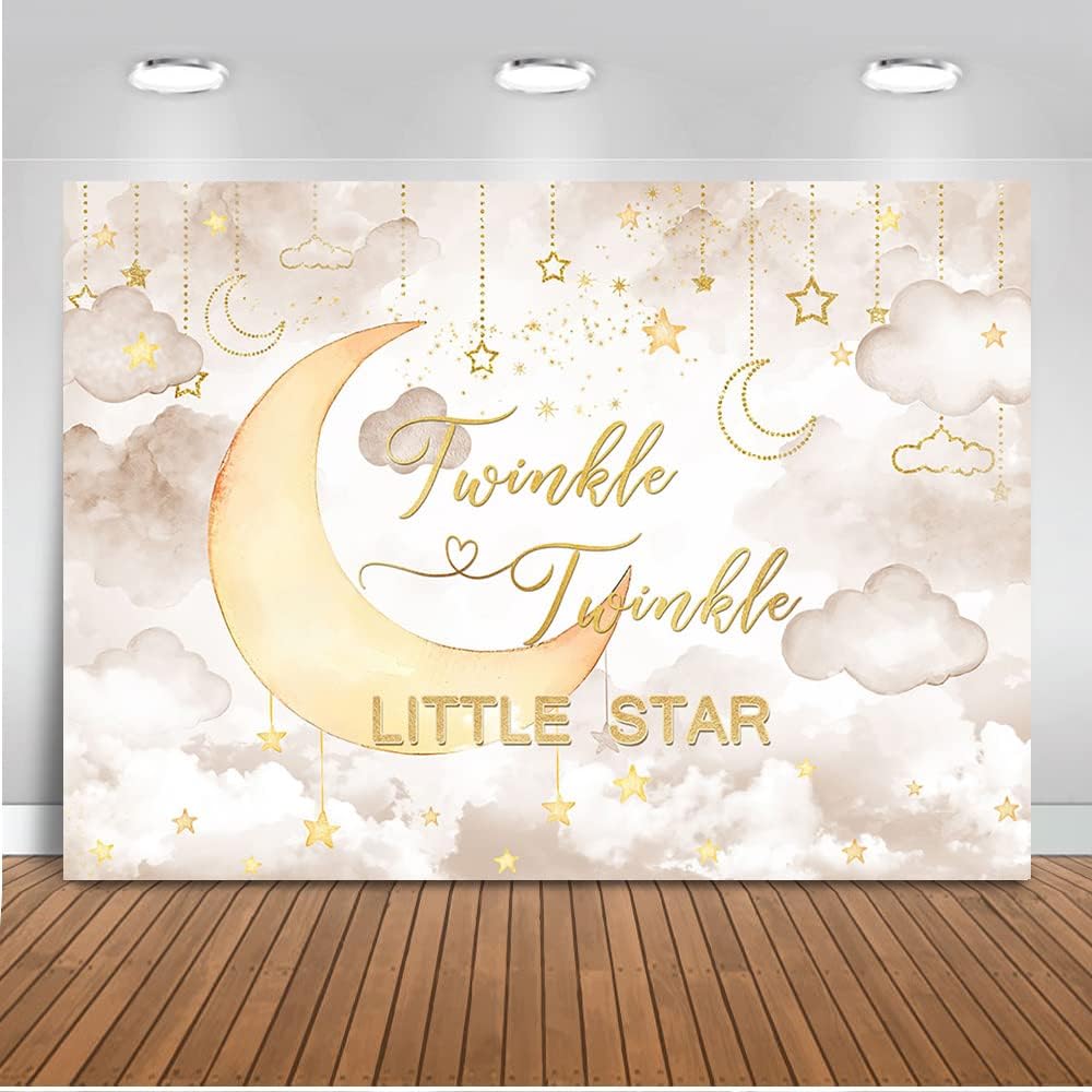 Amazon.com : Mocsicka Twinkle Twinkle Little Star Baby Shower Backdrop ...