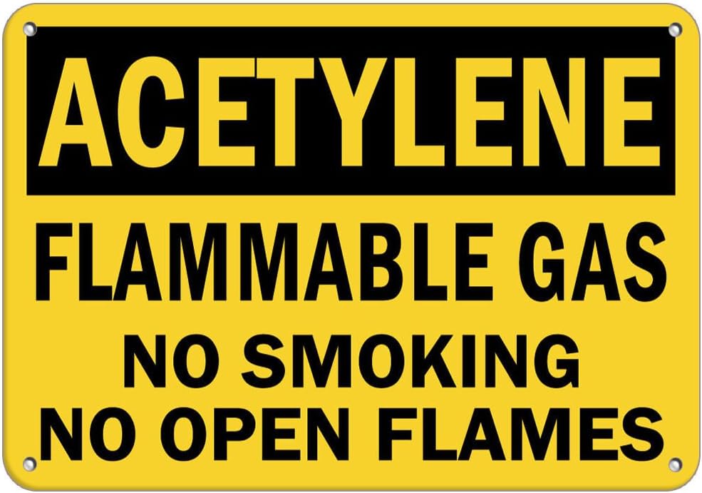 Amazon.com: Acetylene Flammable Gas No Smoking No Open Flames Flammable ...