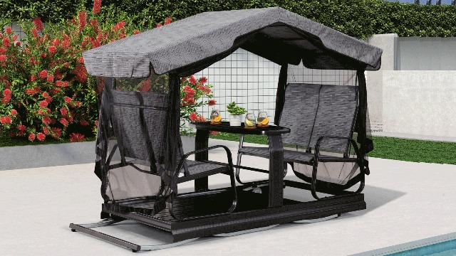 Watch PURPLE LEAF Patio Gliders, 4 Person Glider Swing with Canopy on ...