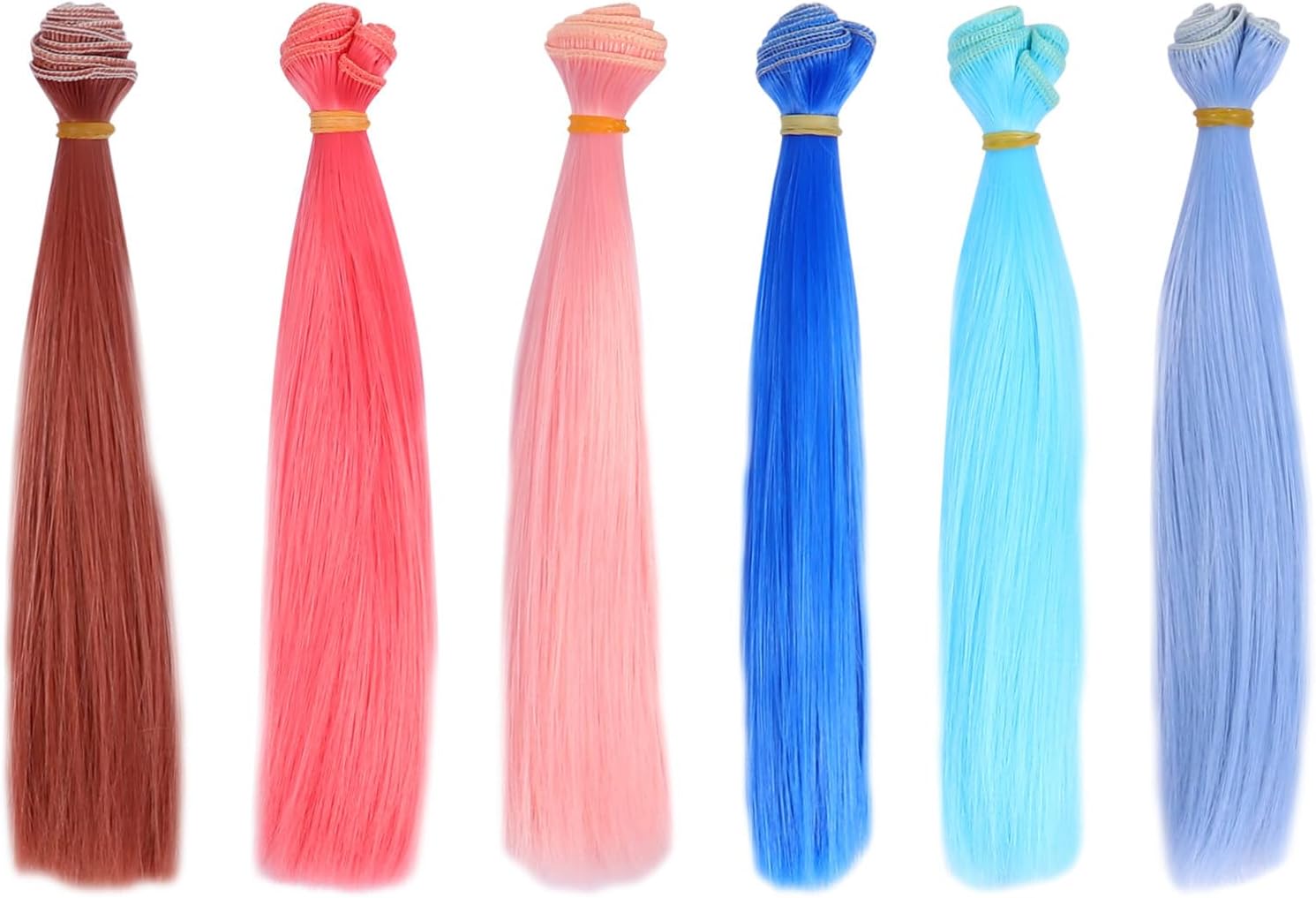 Amazon.com: Totority 6Pcs Doll Hair Wefts, Doll Wig, Doll Straight Hair ...