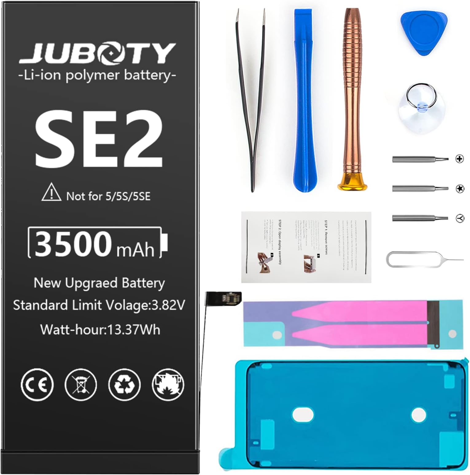 Amazon.com: JUBOTY 3500mAh Battery for iPhone SE2 2020, Li-ion Internal ...