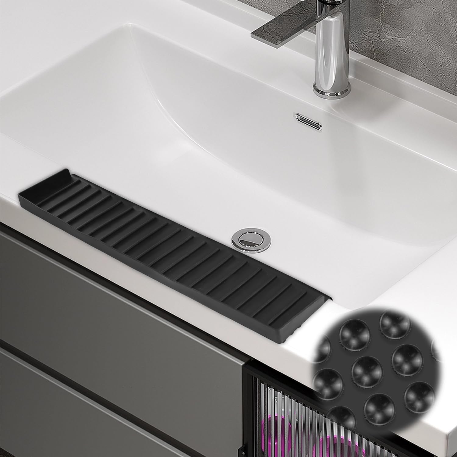 4IN x 20IN Kitchen Sink Edge Protector，Abnaok Silicone Sink Edge Cover ...