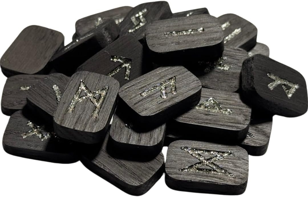 Amazon.com: CRAFTERIAN Silver Sparkle Wooden Rune Set - 25 Handcrafted ...