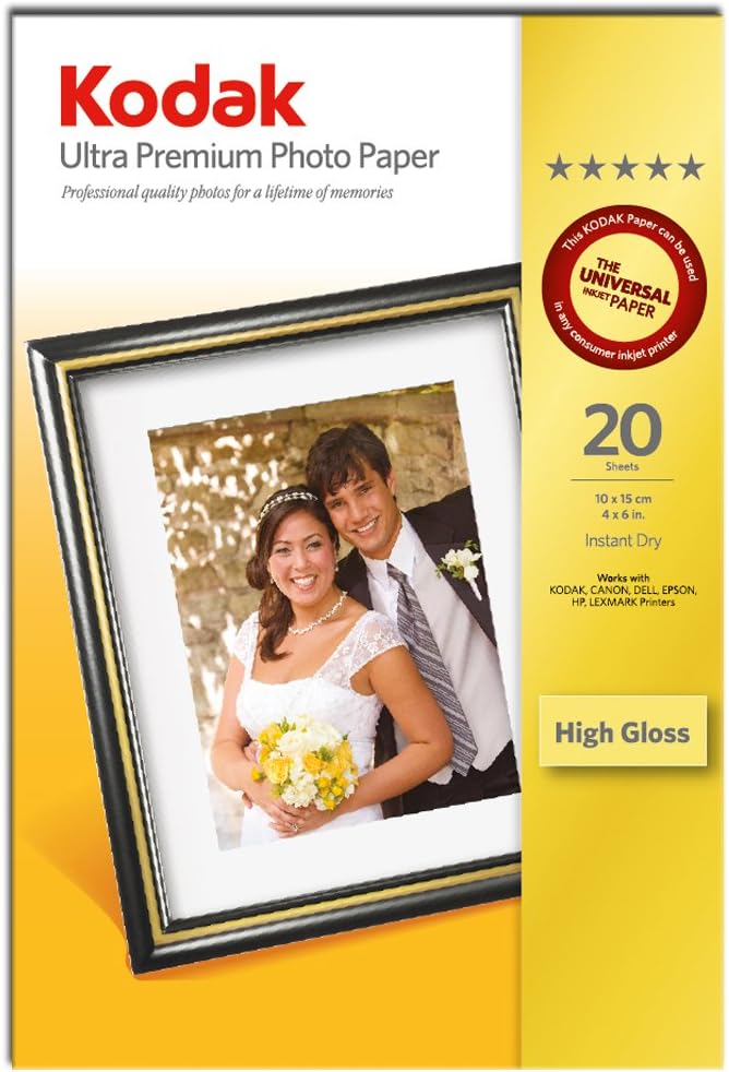 Kodak Ultra Photo Inkjet Paper, 10x15, (6" x 4") 20 Sheets : Amazon.co ...