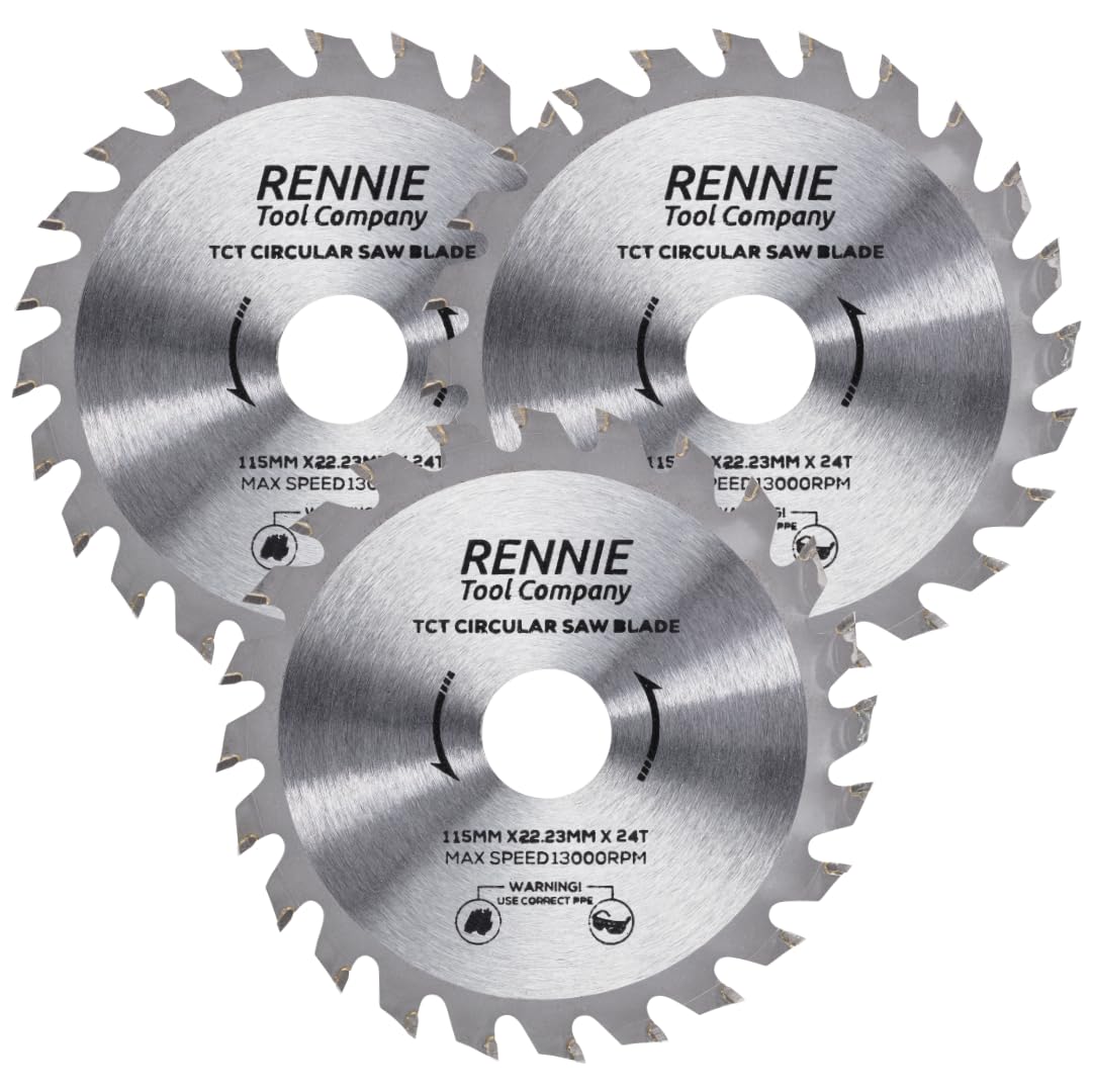 Rennie Tools - Pack Of 3 x 115mm Circular Saw Blade TCT Wood Cutter ...