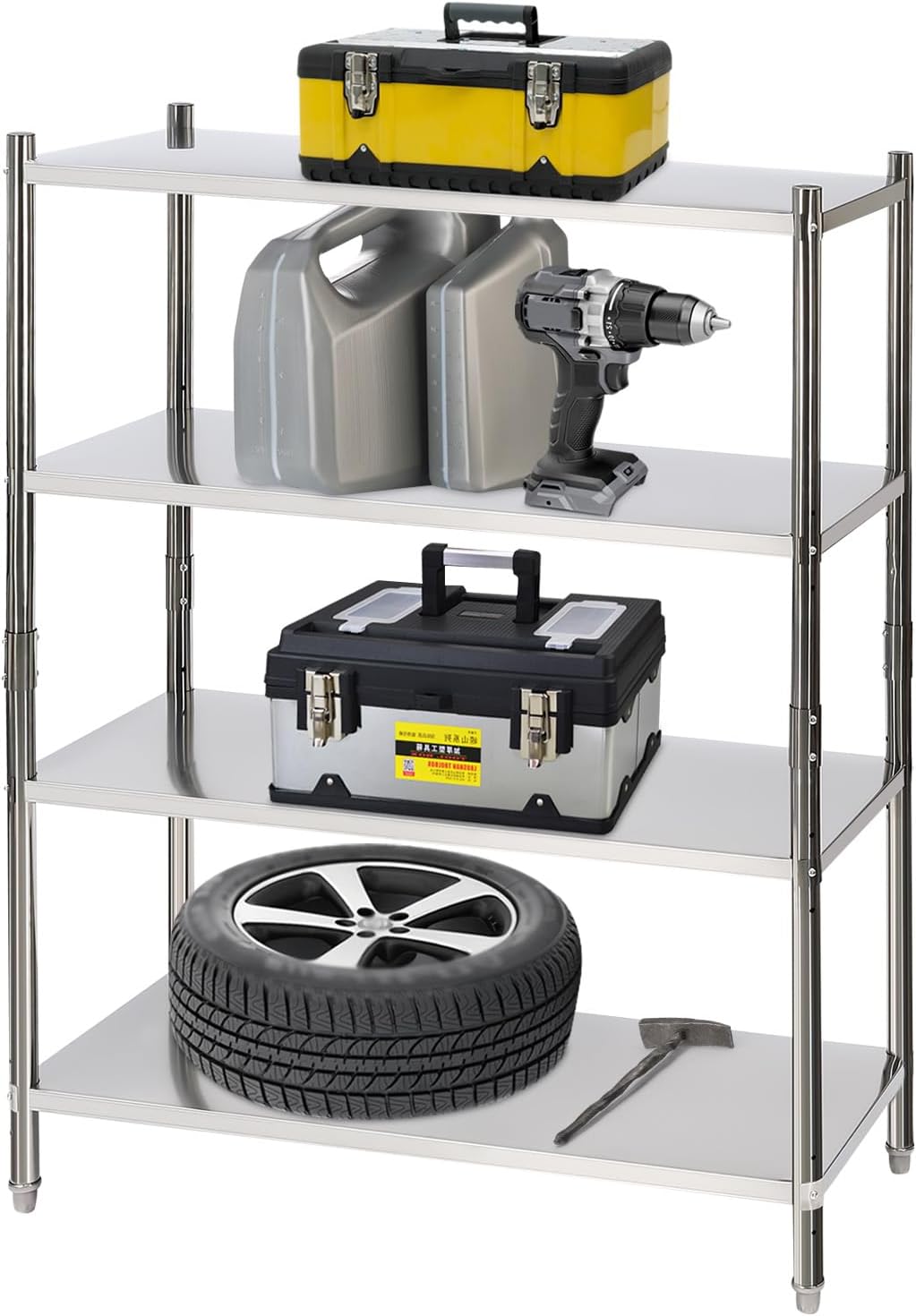 Amazon.com: Stainless Steel Storage Shelving Unit, 4-Tier Heavy Duty ...