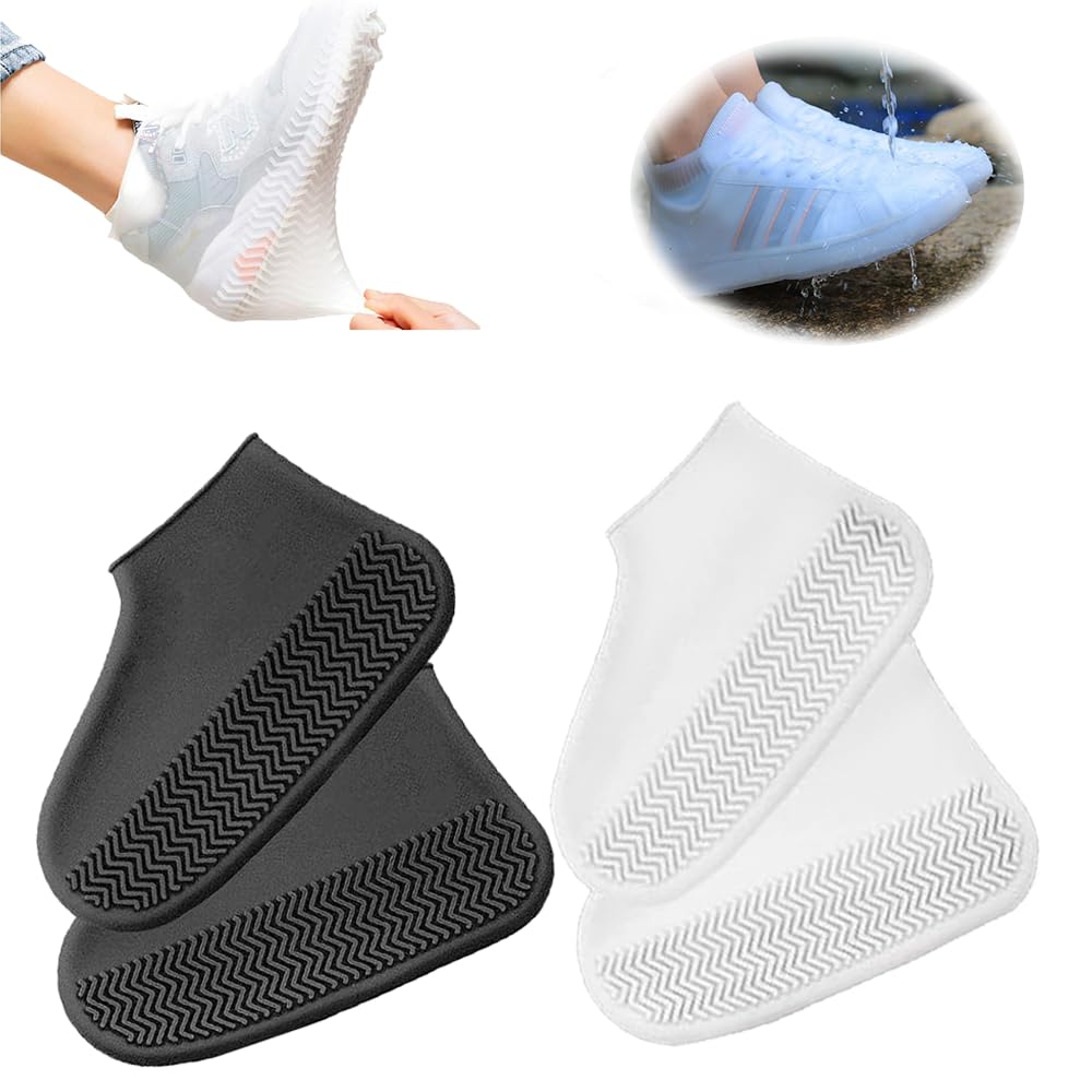 RXKFIGX 2 pairs Silicone Waterproof Shoe Covers,Reusable Upgraded ...