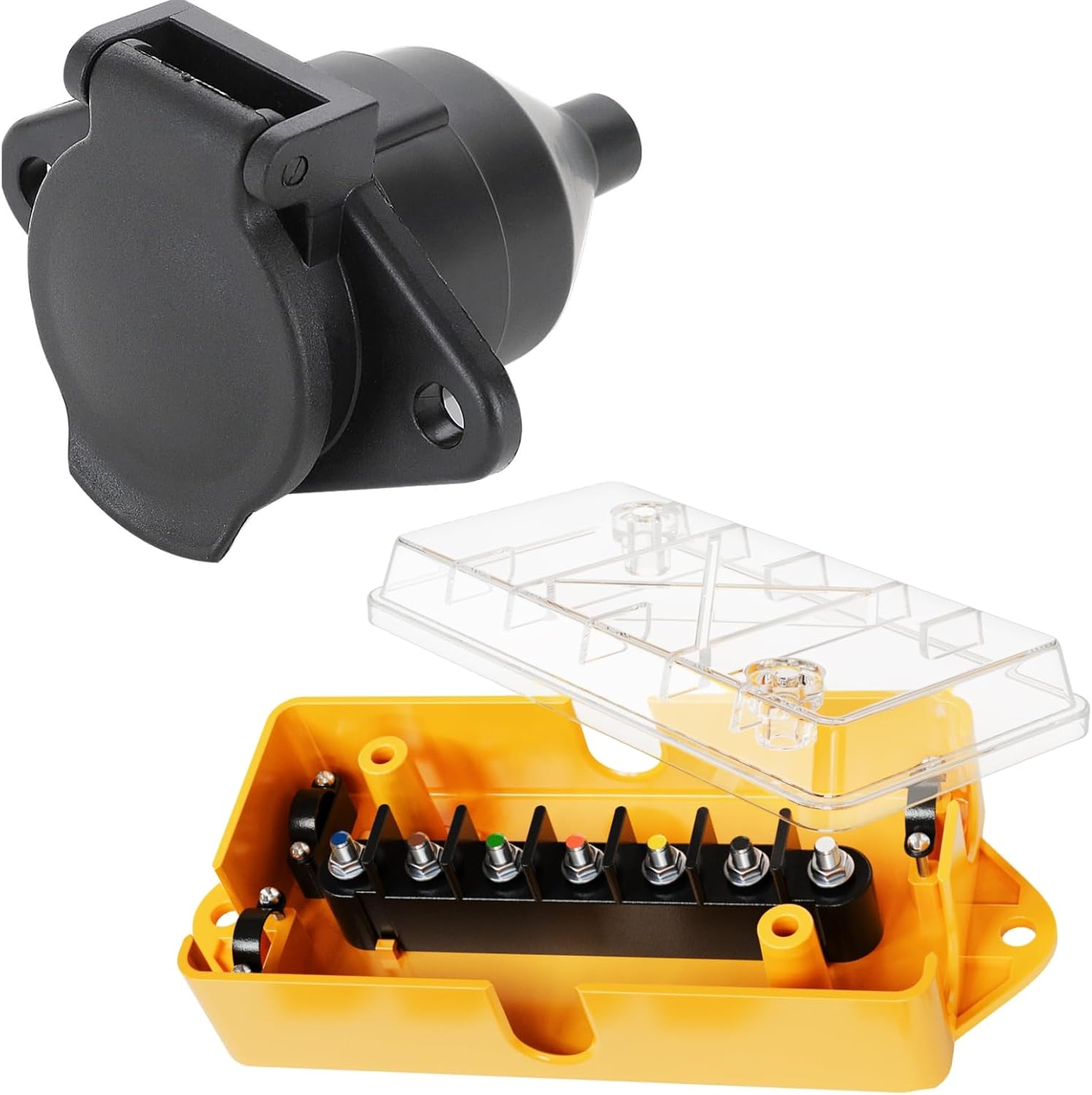 Amazon.com: MECMO Trailer Wiring Junction Box 7 Terminals and Round 7 ...