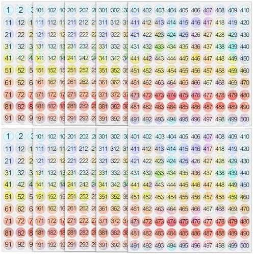 Number Stickers 1-100, 12 Sheets 1 Inch Sticky Numbers Stickers Self ...
