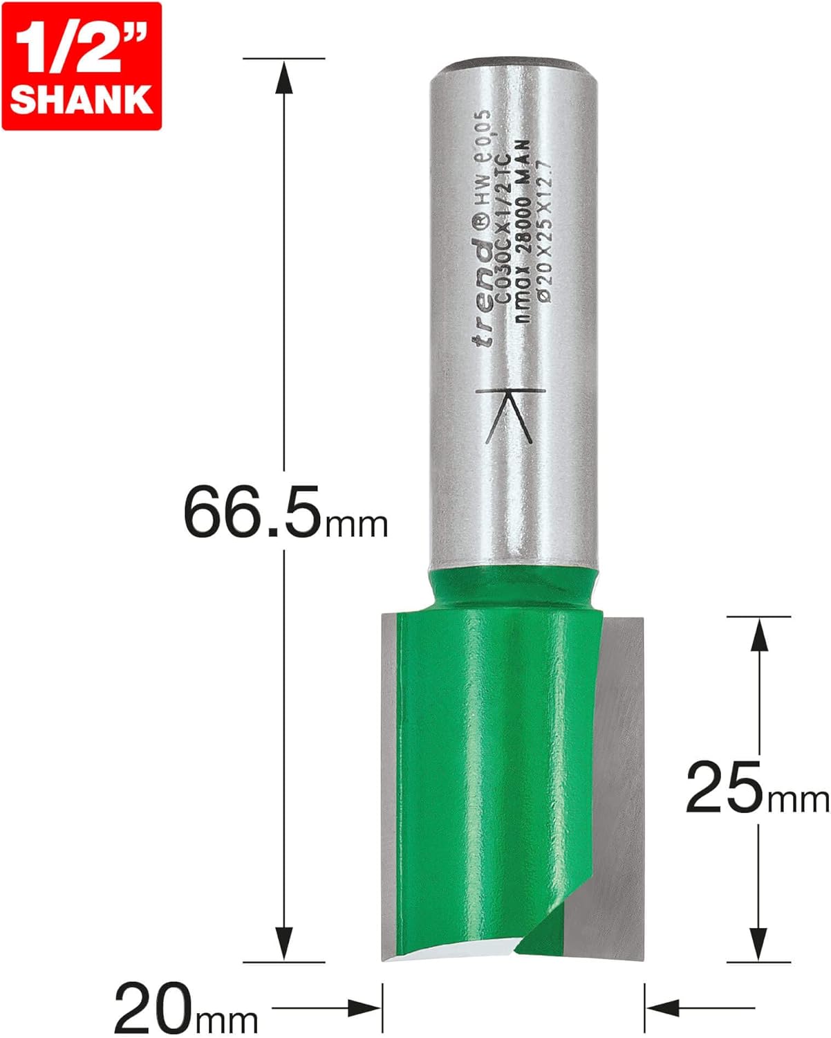 Trend Craft Pro 1/2" Shank Straight Router Cutter Bit - Ref: C030CX1 ...