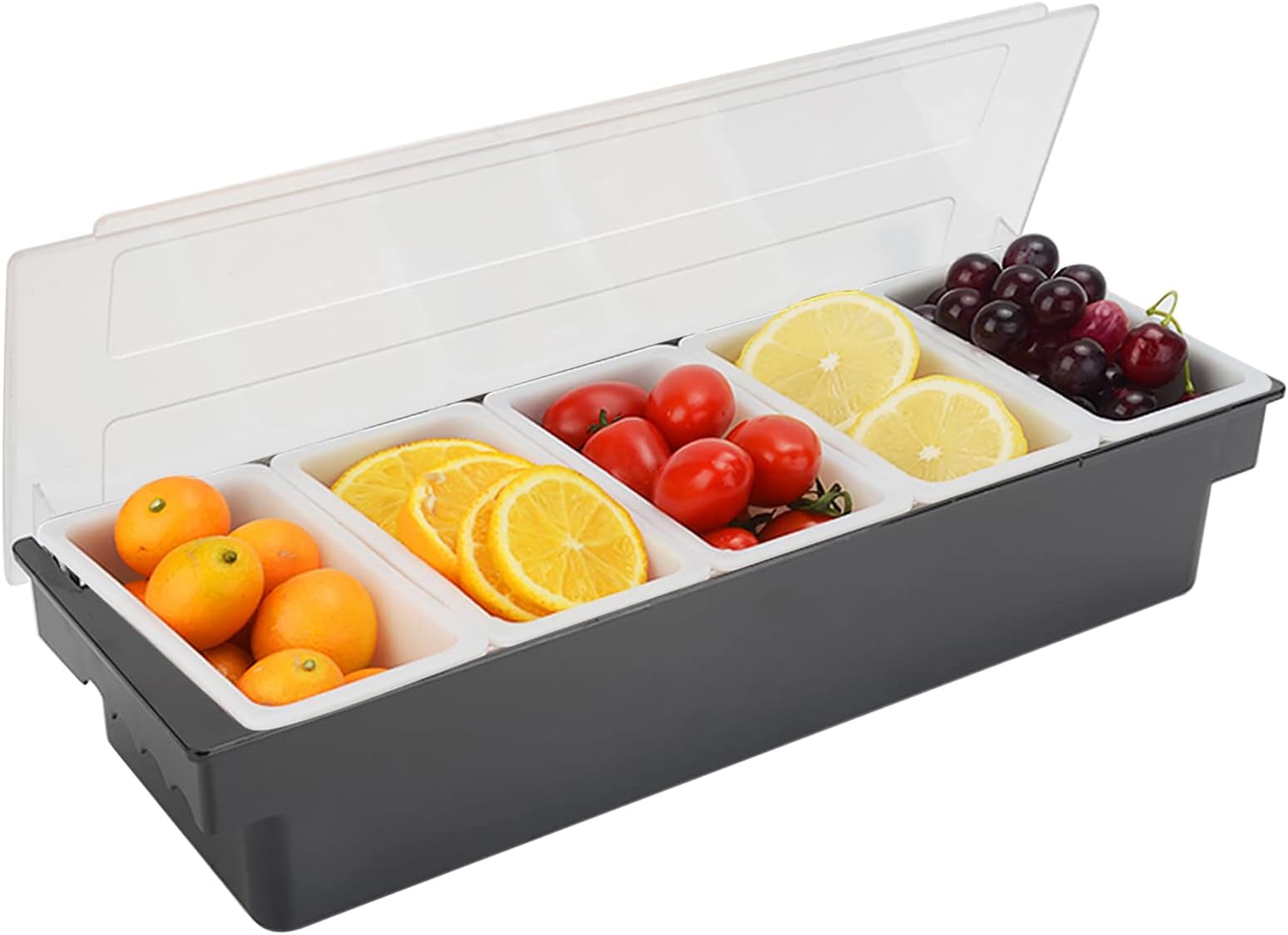 Amazon.com | FEOOWV Plastic Condiment Caddy with Lid, 4 Compartments ...