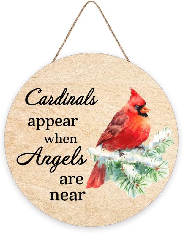Amazon.com : Cardinal Wood Wreath Sign For Front Door, Circle Sign For ...