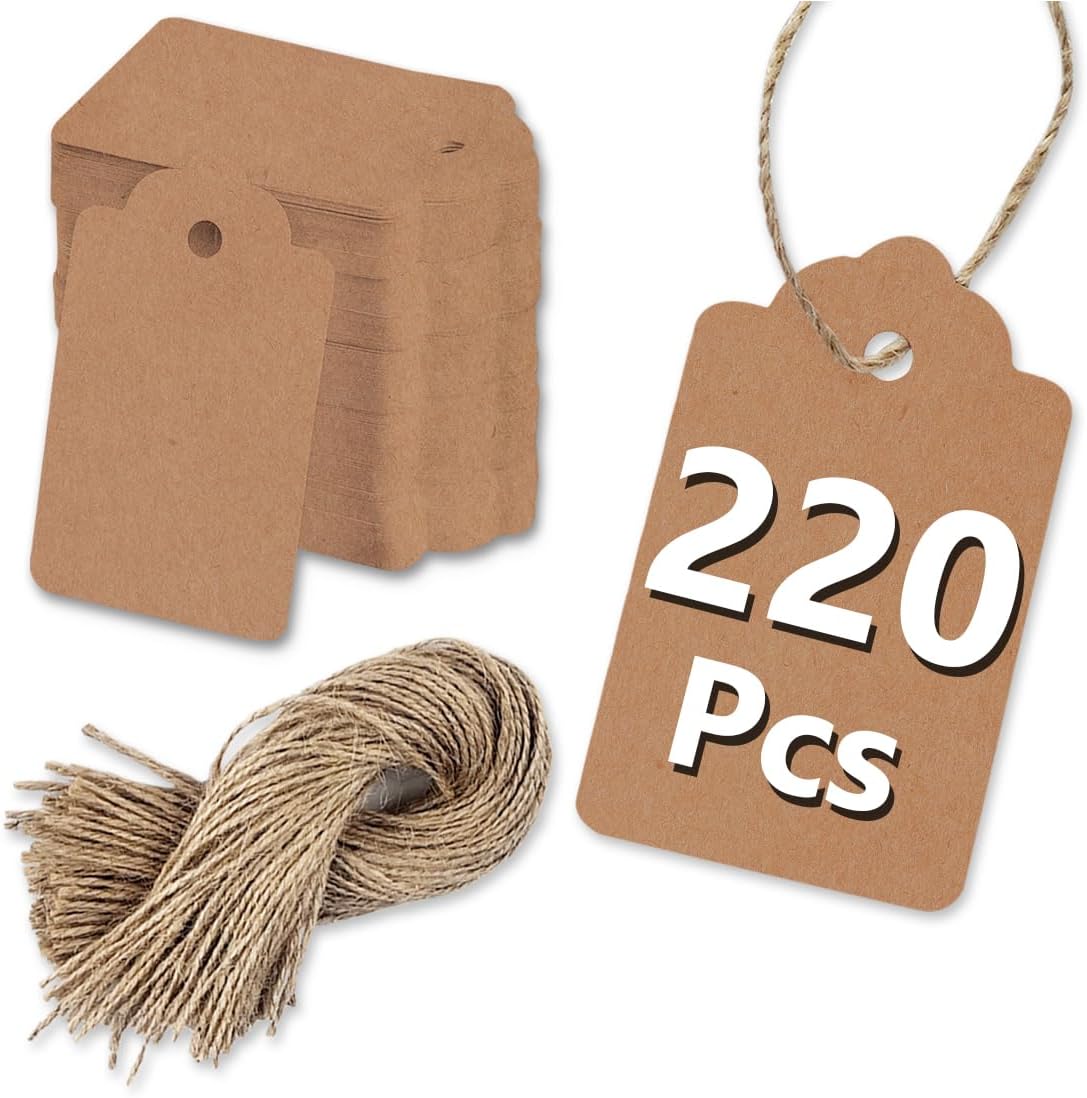 Amazon.com : BHMBKCT Paper Tag 200 PCS Kraft Gift Tags Brown Rectangle ...