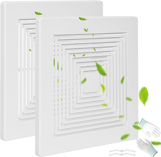 Amazon.com: 12x12 Inch Bathroom Exhaust Fan Cover (2 Pack) Matte White ...