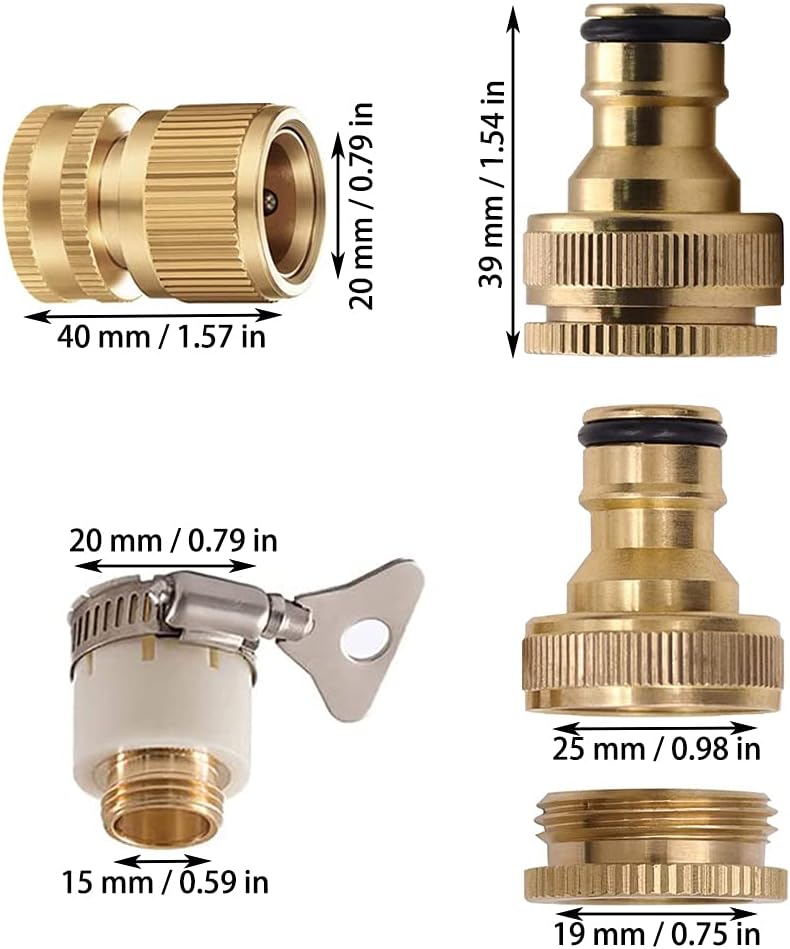 4 Pieces Garden Hose Quick Connector, Quick Connect Fitting, Brass ...