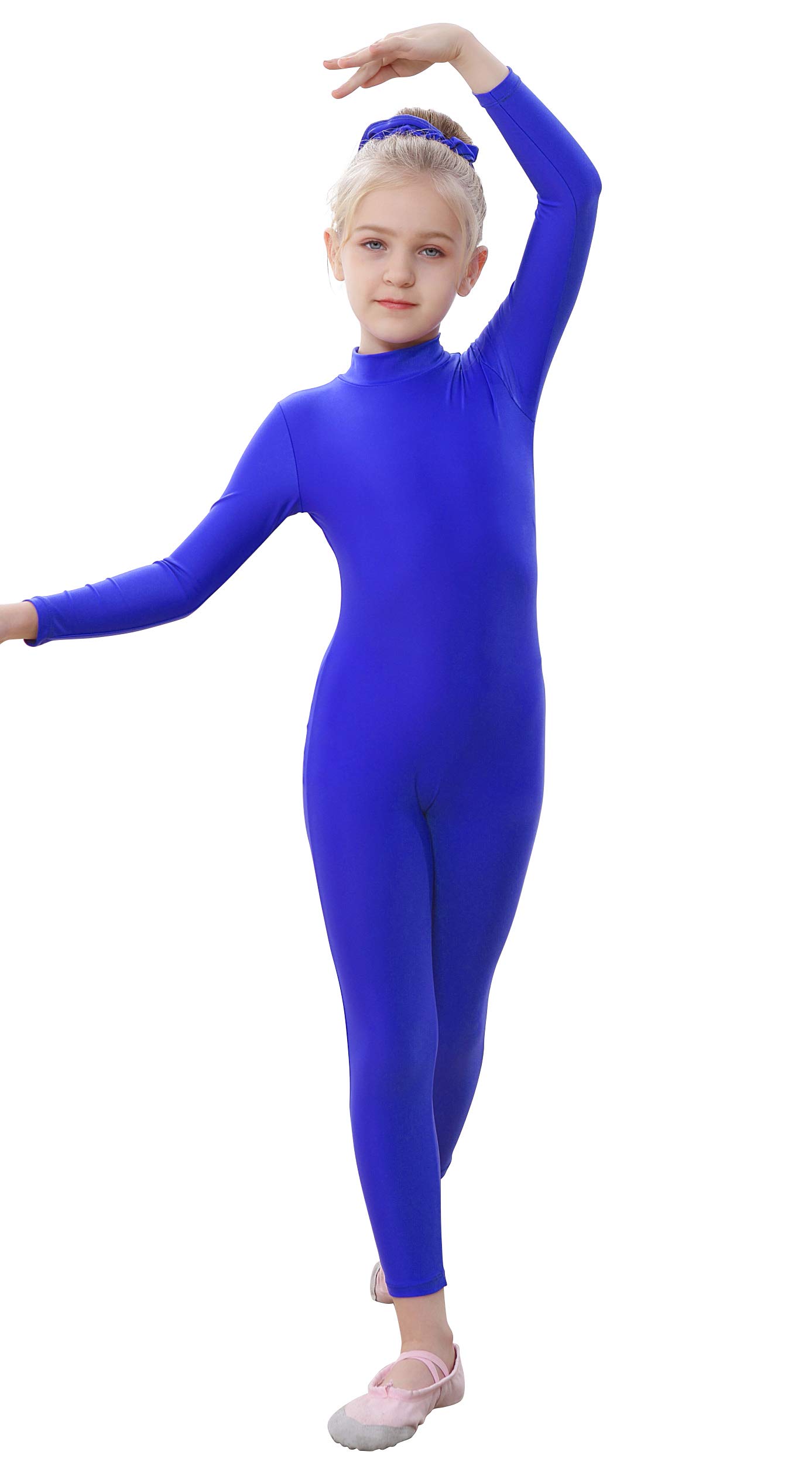 Buy Kids Girls One Piece Spandex Unitards, Long Sleeve Turtleneck ...