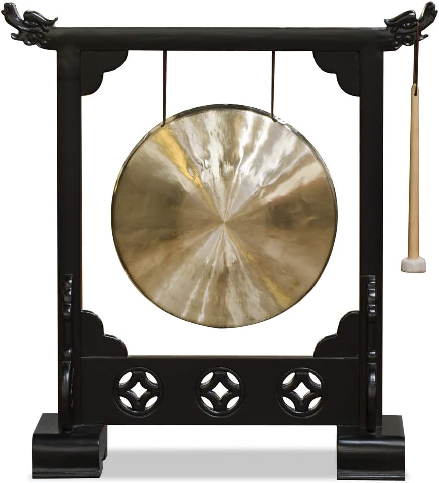 Amazon.com - ChinaFurnitureOnline Brass Chinese Gong with Black Elmwood ...