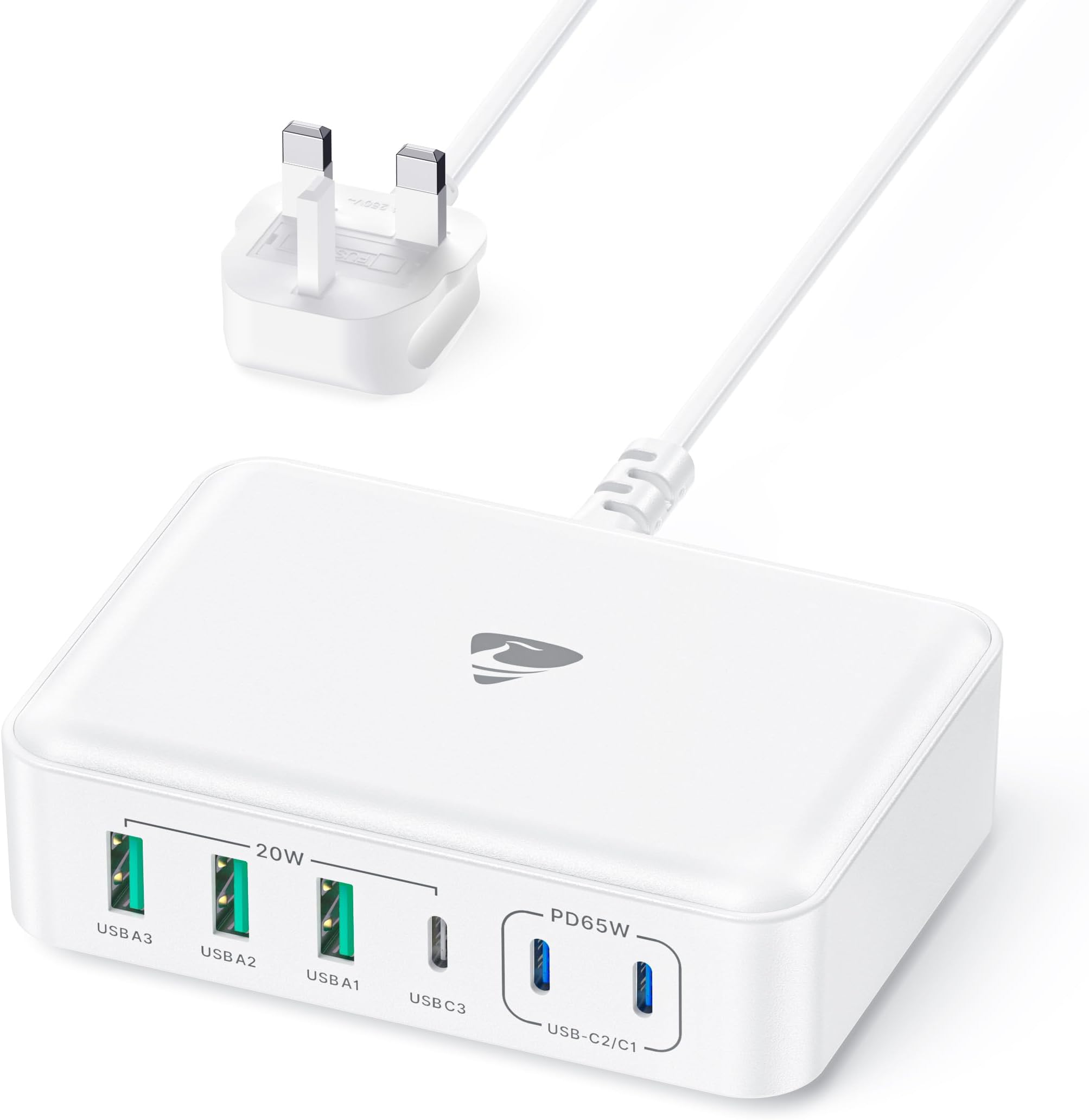 Aioneus USB C Charger Plug UK, 165W 6-Port GaN Fast Charging, 3 Type-C ...
