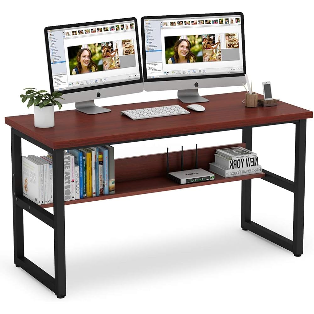 Amazon.com: Tribesigns 55 Inches Computer Desk with Bookshelf Works as ...