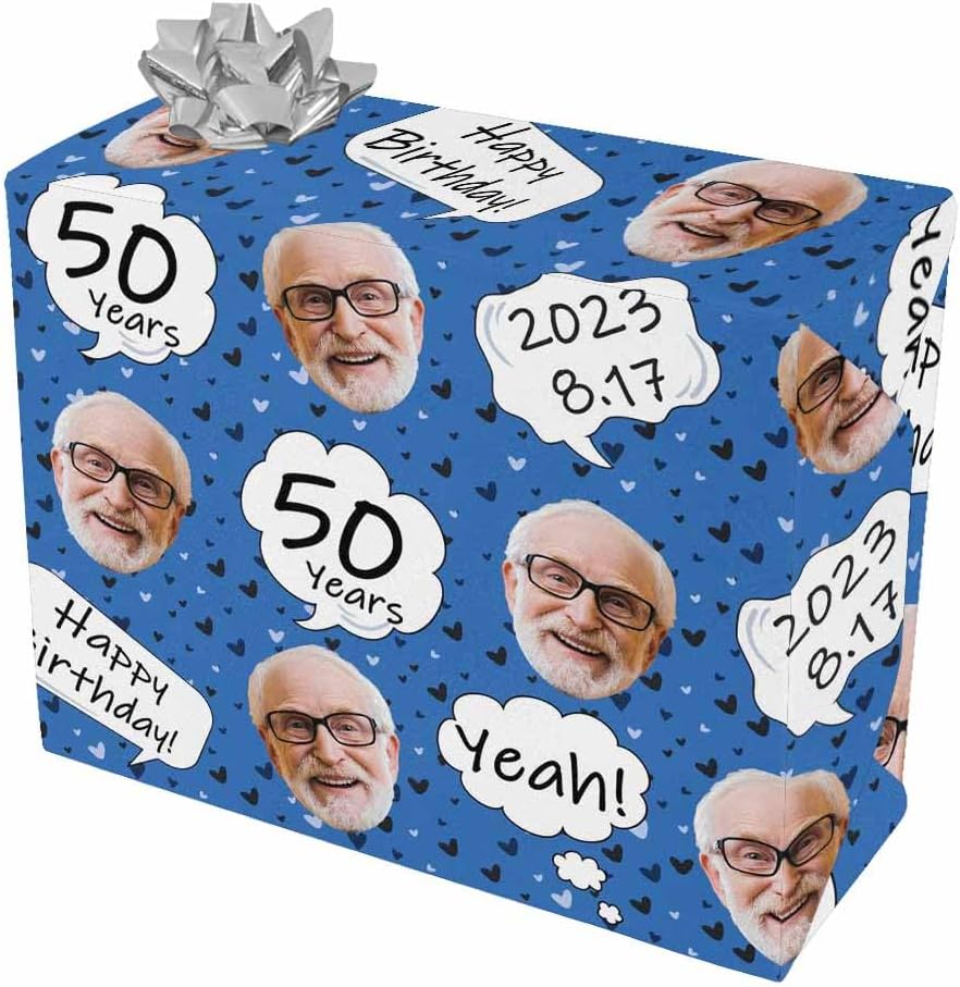 Amazon.com: FunStudio Personalized Birthday Wrapping Paper Rolls Custom ...