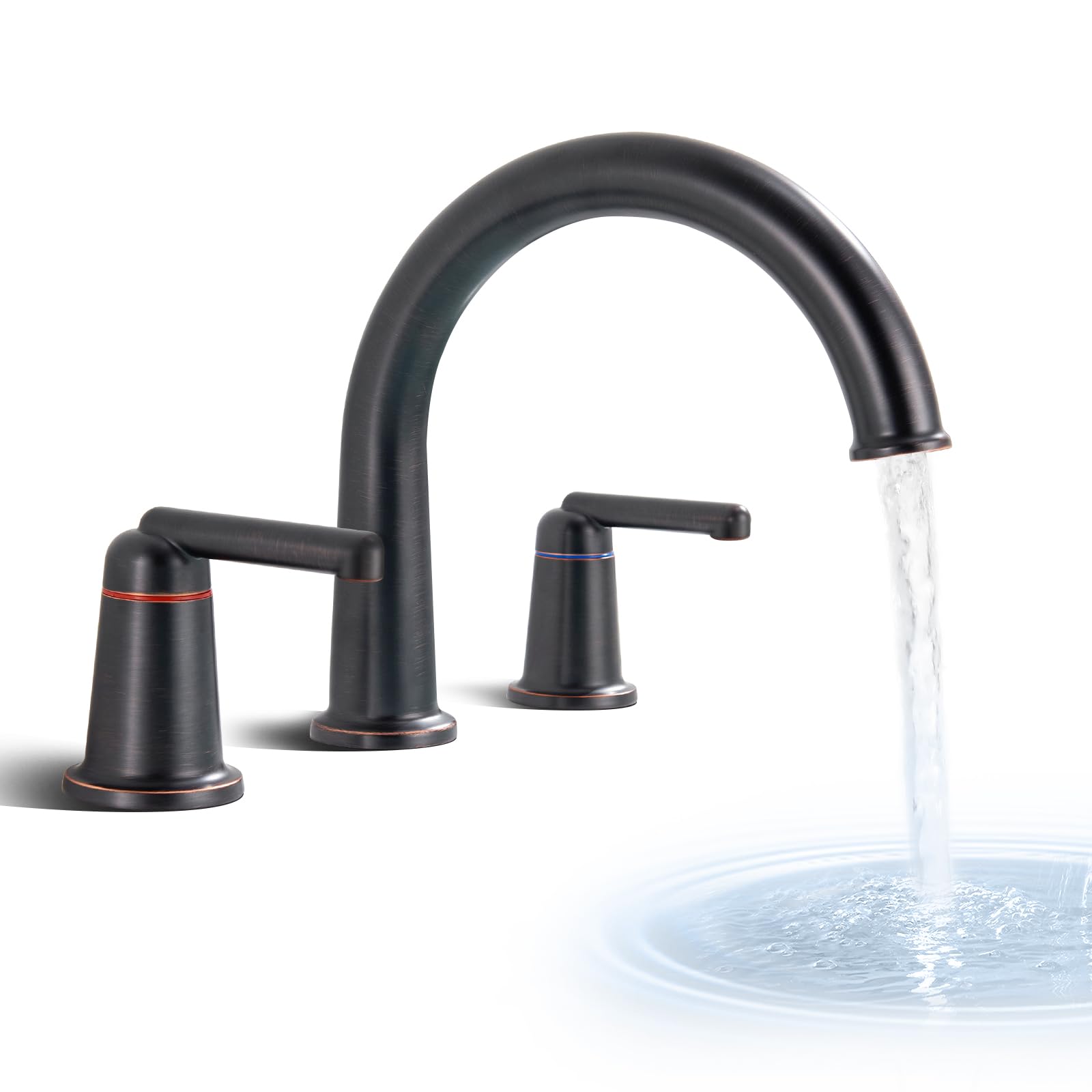 Kruzoo High Flow Roman Tub Faucet with Valve, Widespread Solid Brass 3 ...