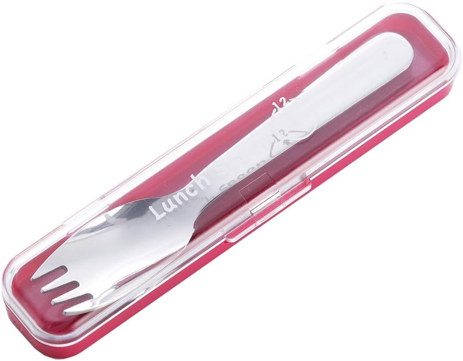 Amazon.com: Takakuwa Metal 004652 Lunch Spoon with Case, Straight, Pink ...