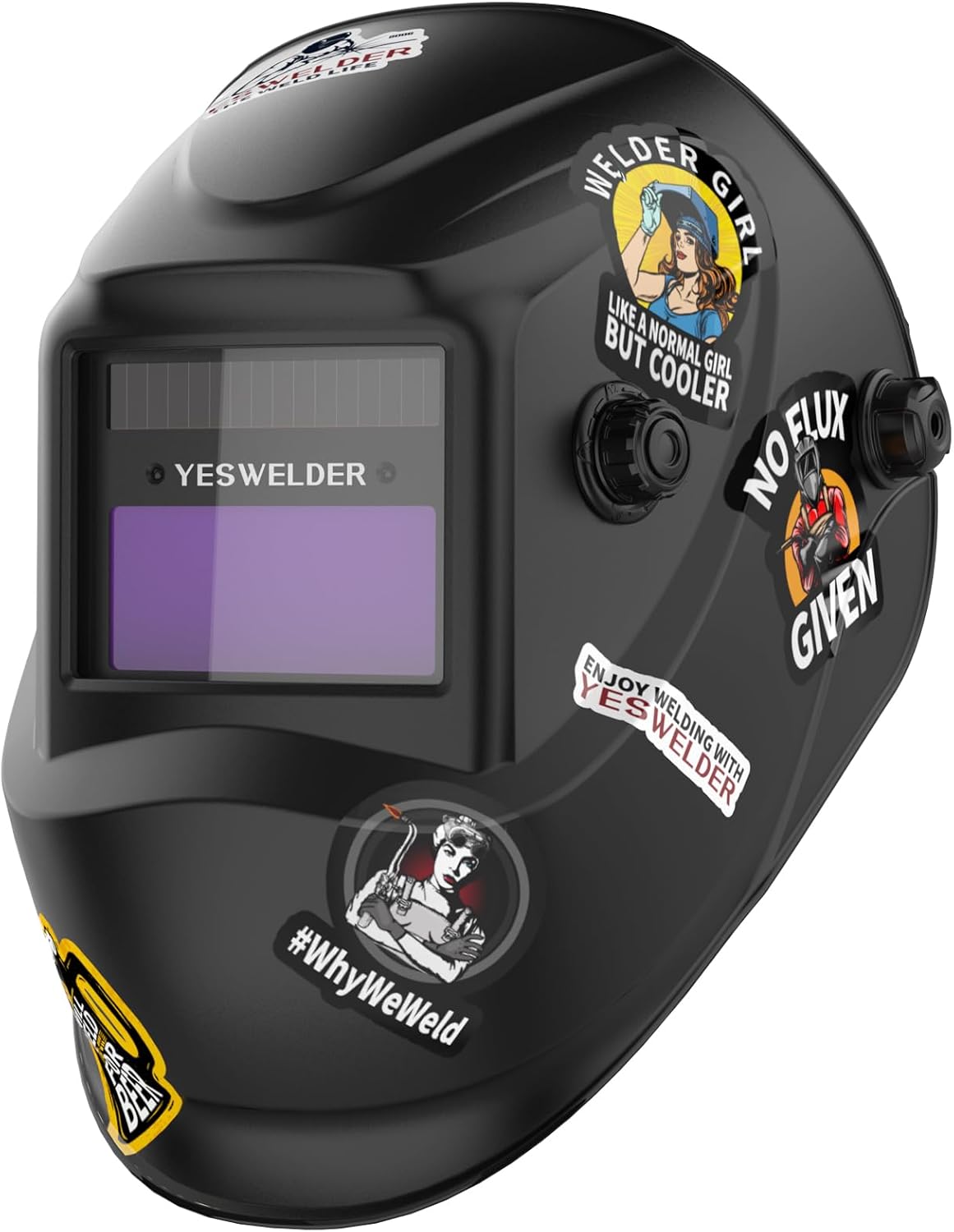 YESWELDER True Color Solar Powered Auto Darkening Welding Helmet, Wide ...