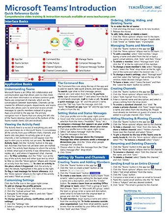 Microsoft TEAMS Introductory Quick Reference Training Tutorial Guide (Cheat Sheet of ...