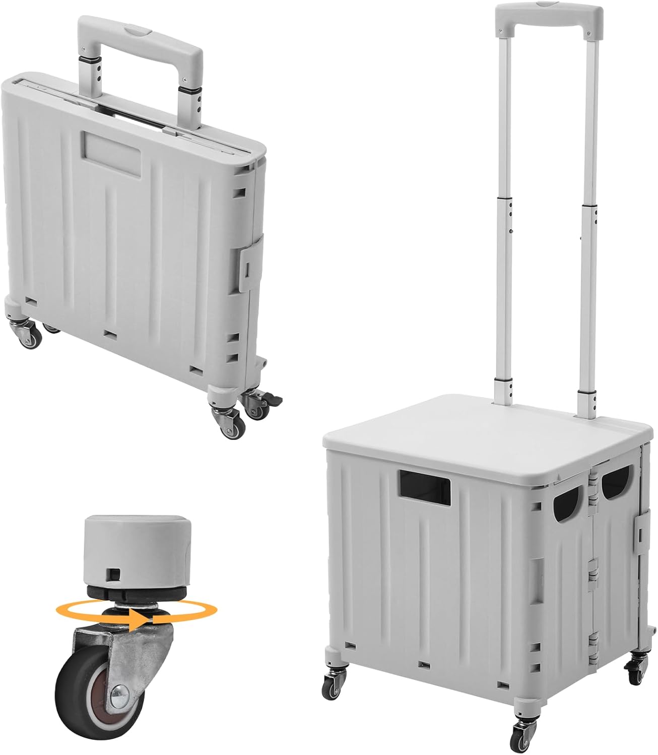 The Fellie 45L Foldable Shopping Trolley with 4 Rotate Wheels, Storage ...