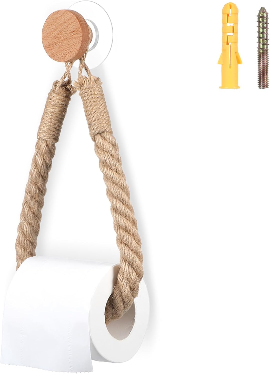 Classicseali Rope Toilet Roll Holder,Pasteable Toilet Roll Holder Rope ...