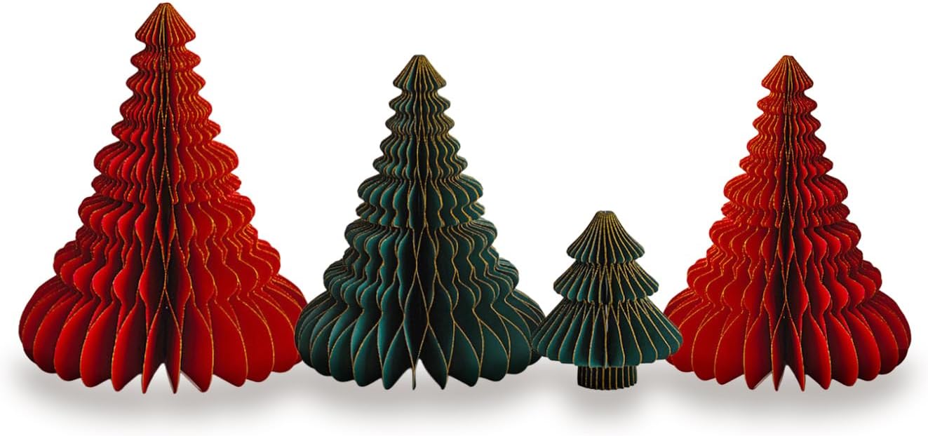 Amazon.com: 4Pcs WWT Honeycomb Christmas Trees, 3D Honeycomb Trees ...