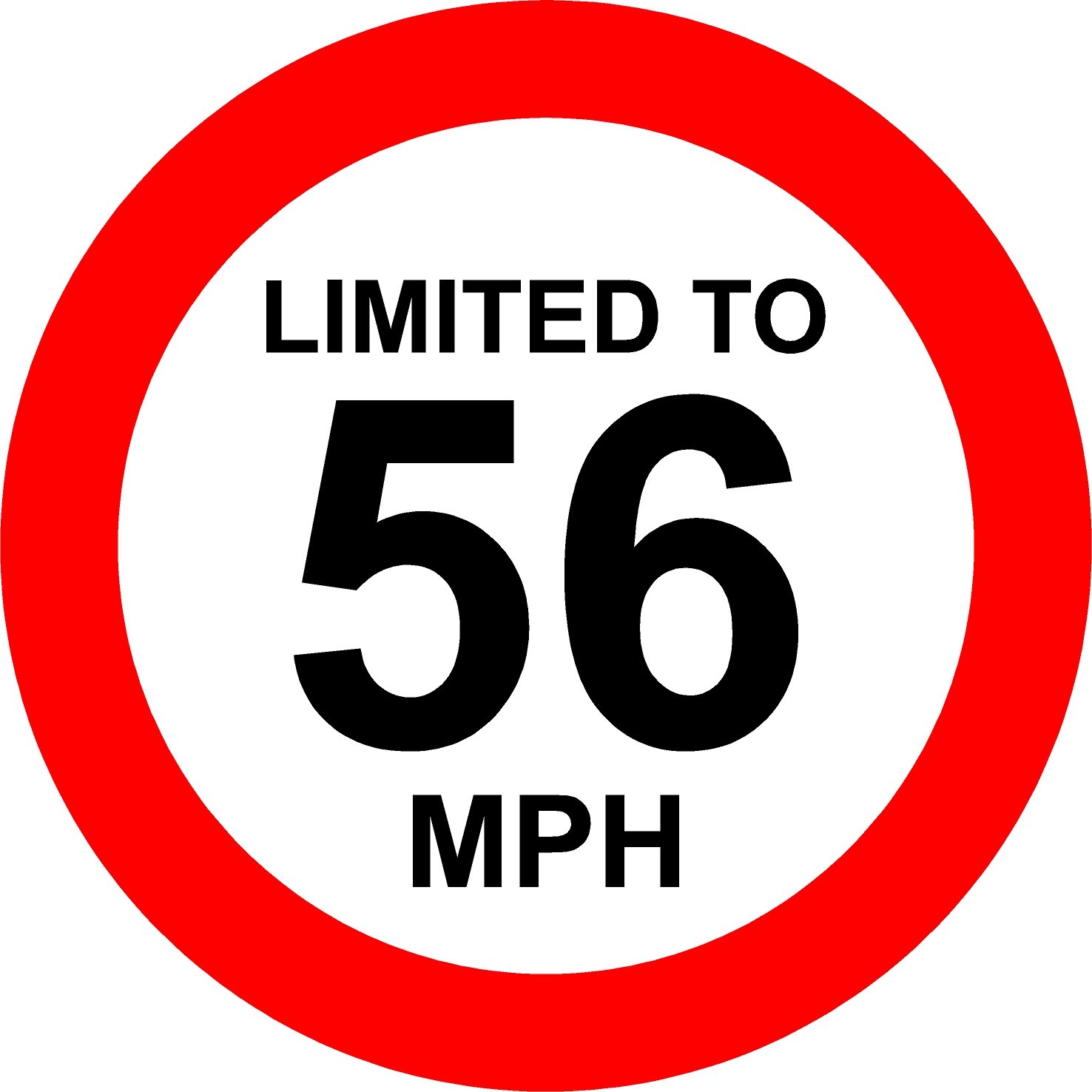 Limited To 56 MPH Vehicle Speed Limit Sign - Self adhesive sticker ...