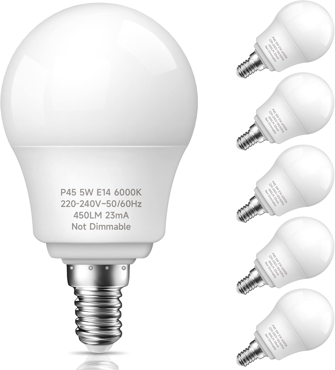 Plusluck E14 LED Light Bulb, P45 E14 Golf Ball Bulbs, SES E14 Bulb ...
