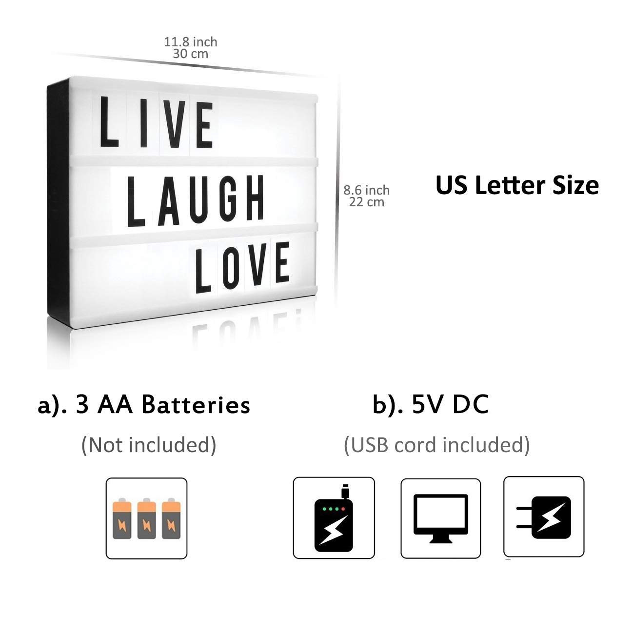 Light up Box Sign with Letters - A4 Size DIY Decorative Cinema Symbol ...