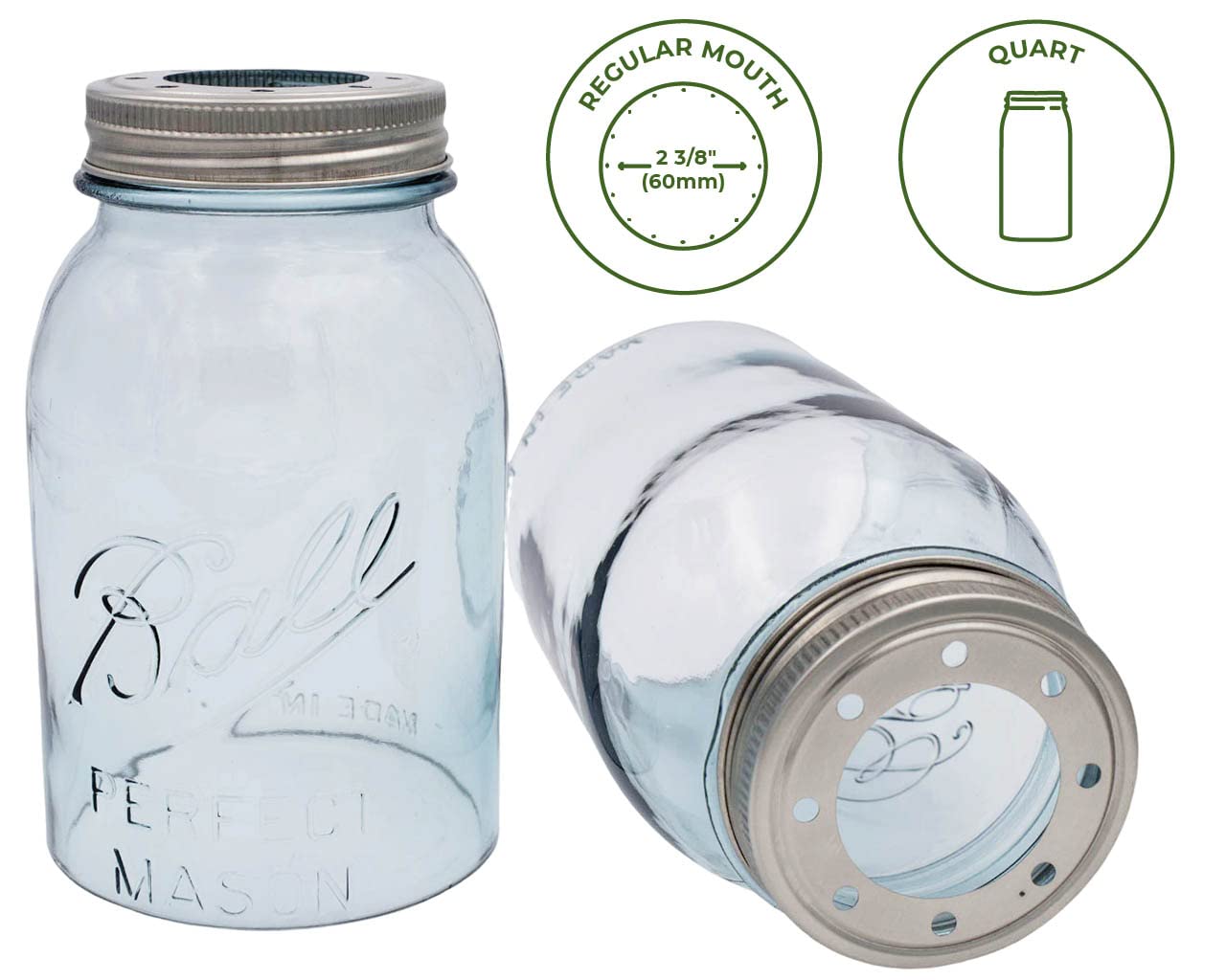 Light Blue Open Bottom Mason Jar Light Lighting And Solar Lids