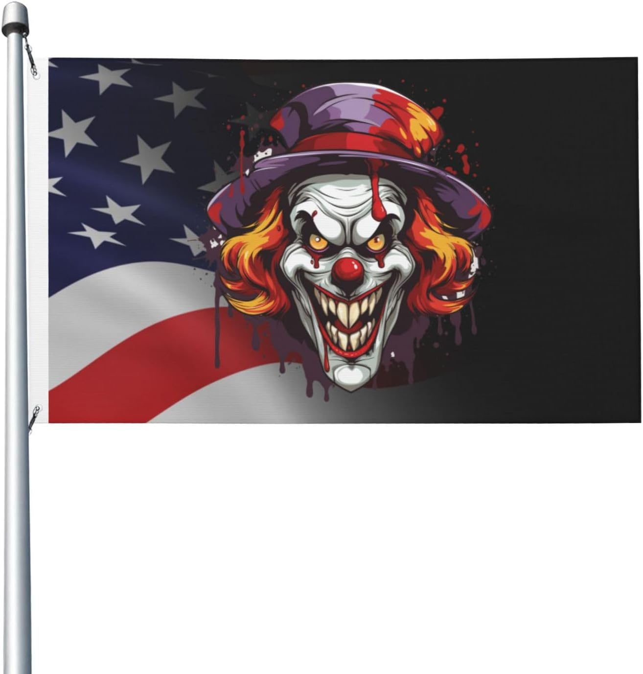 Amazon.com: Evil Angry Clown Vampire 3x5 Ft Flag - Durable Polyester ...