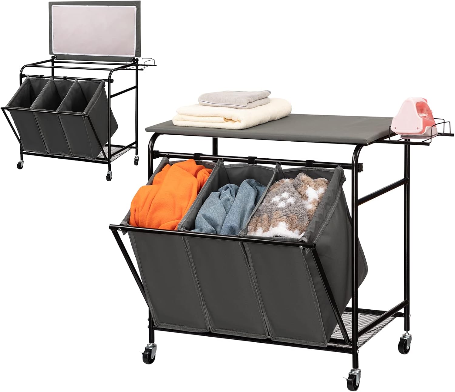 Amazon.com: ALIMORDEN Laundry Sorter Cart with Iron Rack and Ironing ...