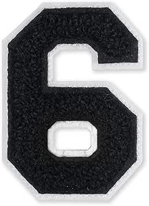 Amazon.com: Number 6 - Chenille Embroidery Varsity Iron-On Patch by pc ...