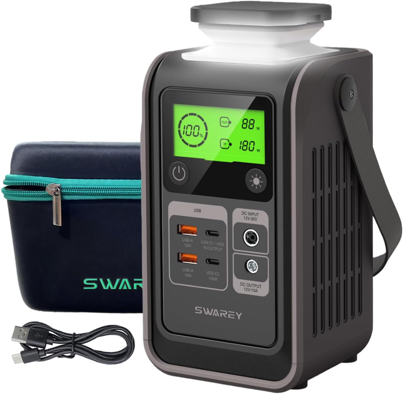 SWAREY Portable Power Station, 192Wh LiFePO4 Battery Power Bank, 180W ...